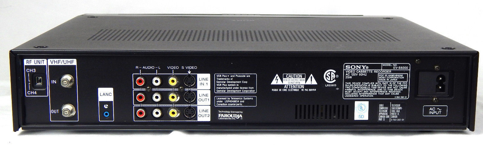 sony EV-S5000 NTSC Hi8 Stereo VCR plays 8mm Hi8 analog tapes – I & N ...